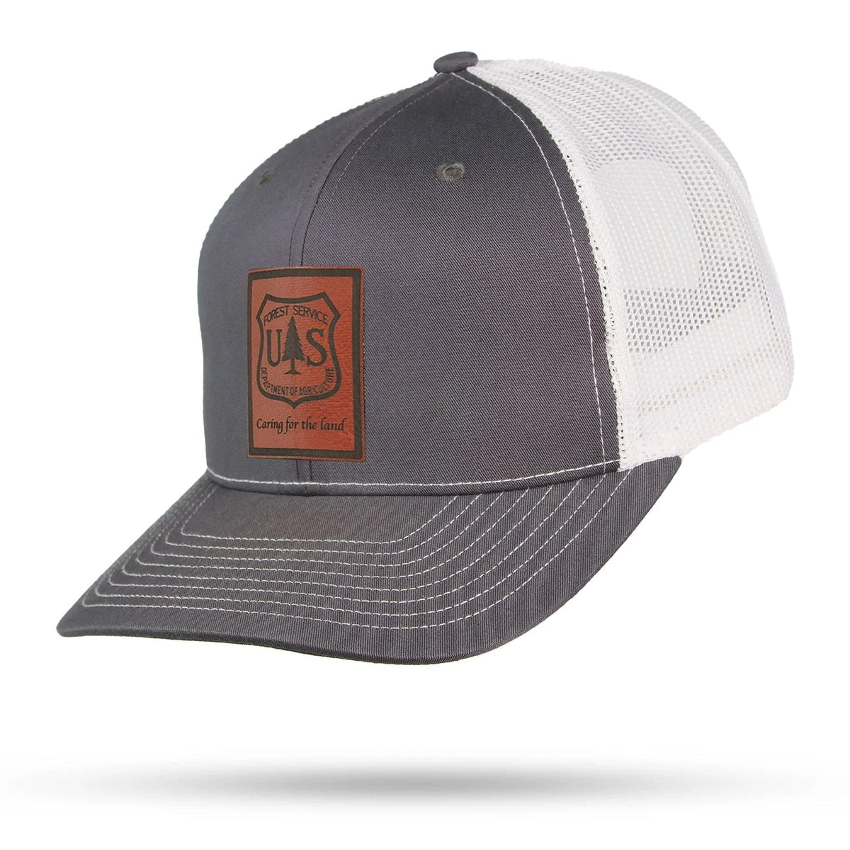 USFS Leather Patch Trucker Snapback - Care for the Land | Authentic ...